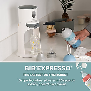 BEABA Bib'Expresso Fast Water Warmer, Formula Maker Preps Bottle in 30 Secs, Quickly Dispenses Warm Water for Baby Bottle, Also a Baby Food Warmer, Grey