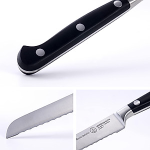 Messermeister Meridian Elite 5” Scalloped Utility Knife - Fine German Steel Alloy Blade - Rust Resistant & Easy to Maintain