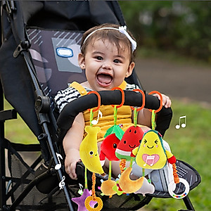 KAKIBLIN Baby Hanging Toys, 4 Pack Carseat Toys,Early Baby Cognitive Sensory Hanging Bassinet Toys,Soft Hanging Toys for Crib Stroller Baby Gym Mobile Plush Toys,Suitable for Babies 0-12 Months,Fruit