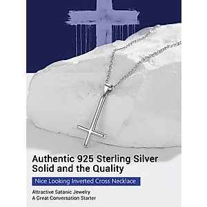 PROSTEEL Inverted Cross Necklace Men Satanic Jewelry Satanism Occult Devil 925 Sterling Silver Upside Down Cross