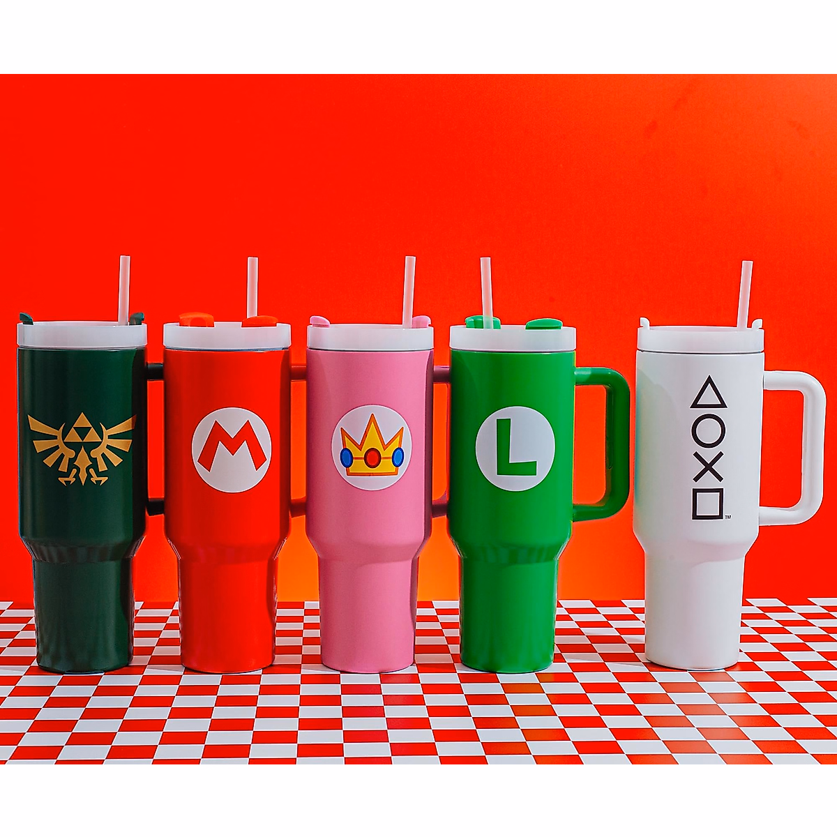 Pyramid America PlayStation Controller Icons Metal Travel Tumbler With Leak-Resistant Lid and Reusable Straw | Holds 40 Ounces