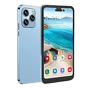 I14pro Max 4G Cell Phone, 6.1in IPS HD Screen, 4GB RAM 64GB ROM, Dual Card Dual Standby, 16MP Rear 8MP Front, 4000mAh Battery, Face Unlocked Android 11 Smartphone(Blue)