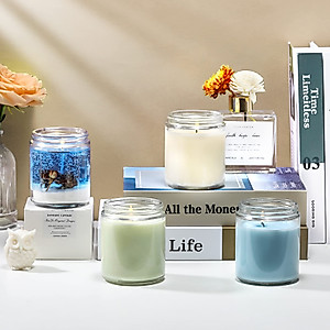 VITEVER 12 Pack, 8 OZ Thick Glass Jars with Bamboo Lids, Bulk Clear Round for Making Candles, Empty Food Storage Containers for Spice, Powder, Liquid