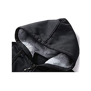 SCODI Hoodies for Men Winter Fleece Sweatshirt - Full Zip Up Thick Sherpa Lined 1712-BlackGrey-L