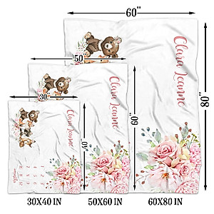 Floral Woodland Baby Monthly Blanket Girl, Personalized Girl Blanket Track Baby Growth, Monthly Growth Blanket, Woodland Baby Girl Blanket, Decor, Super Soft Plush Blanket for Baby 30x40
