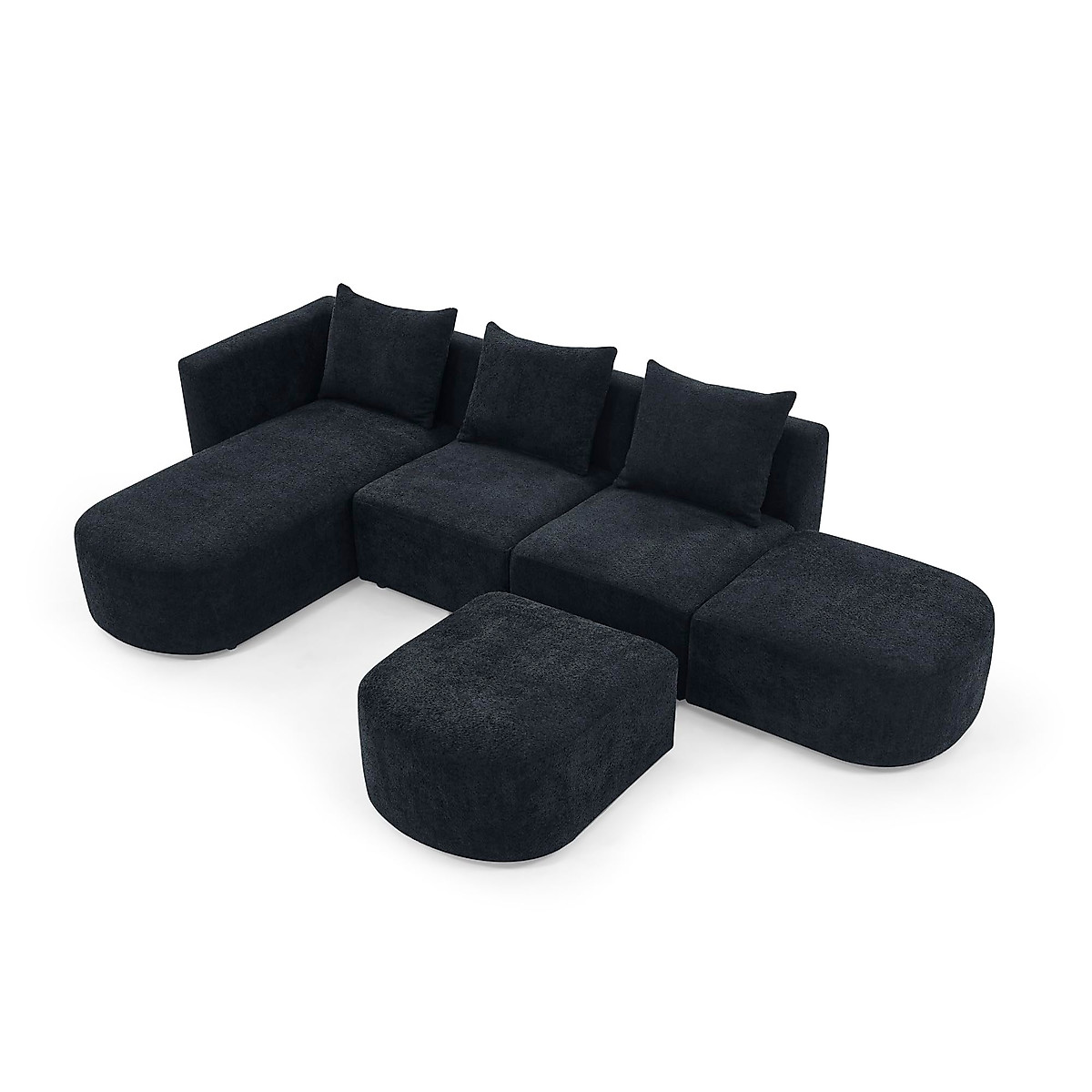 L-Shaped Sectional Sofa Couch DIY Combination w/Movable Ottoman, Modern Convertible Modular Sofa & Couch Cloud Deep Seater Sofá