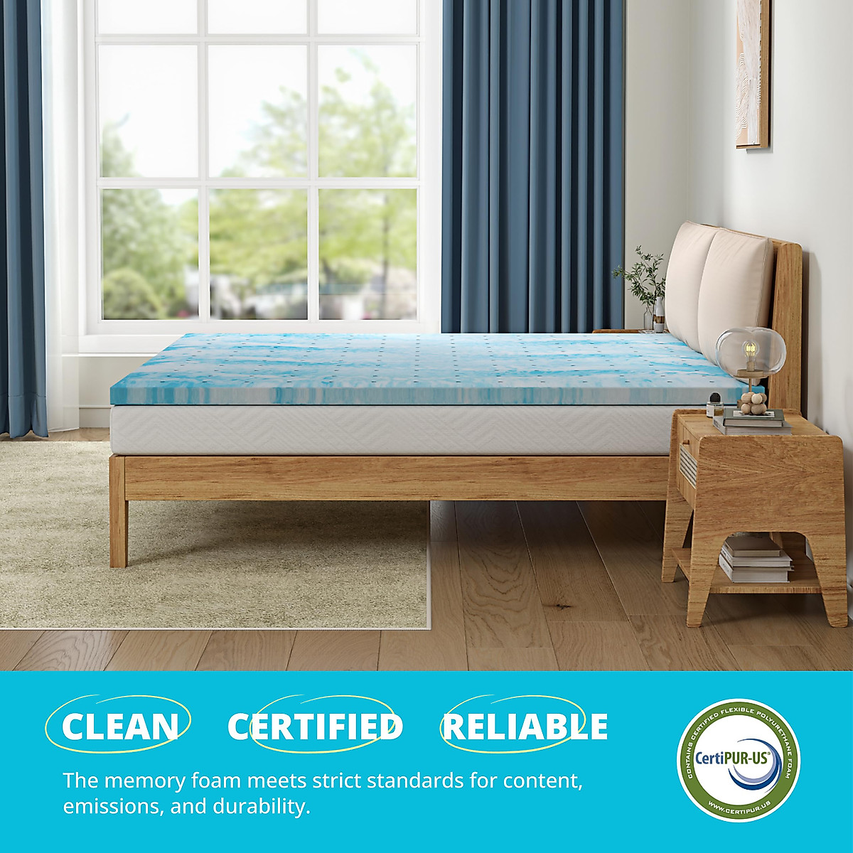 CH CHARME HOUSE 2 Inch Memory Foam Mattress Topper Twin Size, Gel Infused Memory Foam Bed Topper for Back Pain Relief, Cooling Mattress Pad, CertiPUR-US Certified, 75×38"