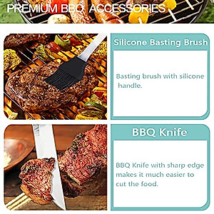 Piduules 5Pcs BBQ Grill Accessories Set, Multifunctional Stainless Steel Barbecue Tools Set in Case for Outdoor Picnic, Camping, Smoking, Grilling