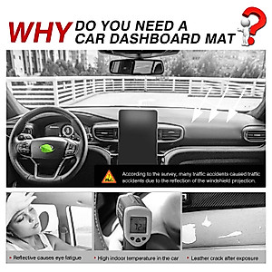 Autorder Dashboard Cover Mat for 2020 2021 2022 2023 2024 Ford Explorer Accessories Dash Cover Flannel Dash Mat Sunshade Glare UV Rays Protector