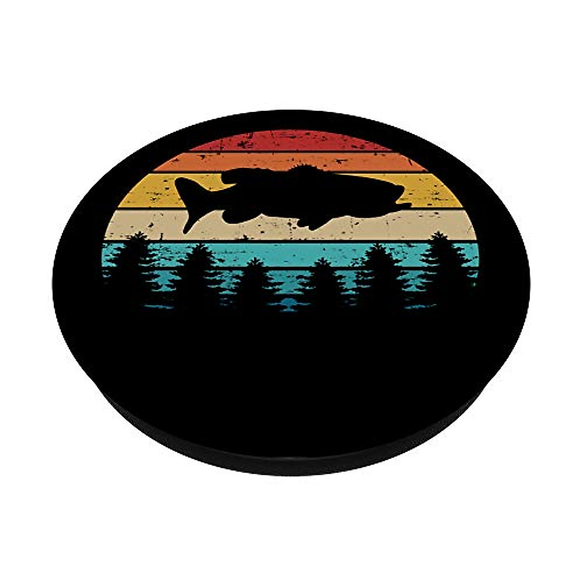 Bass Fishing fish vintage retro PopSockets Grip and Stand for Phones and Tablets