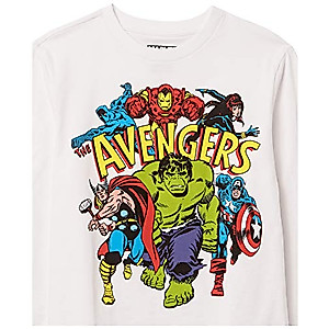 Amazon Essentials Disney | Marvel | Star Wars Boys' Long-Sleeve T-Shirts, Pack of 2, Marvel Avengers, X-Small