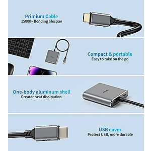 fairikabe USB C to HDMI Adapter Dual 4K@60Hz, 4 in 1 USB C to HDMI Converter with 100W PD Charging USB 3.0, USB C to HDMI Splitter Extended Display Compatible Thunderbolt 3/4