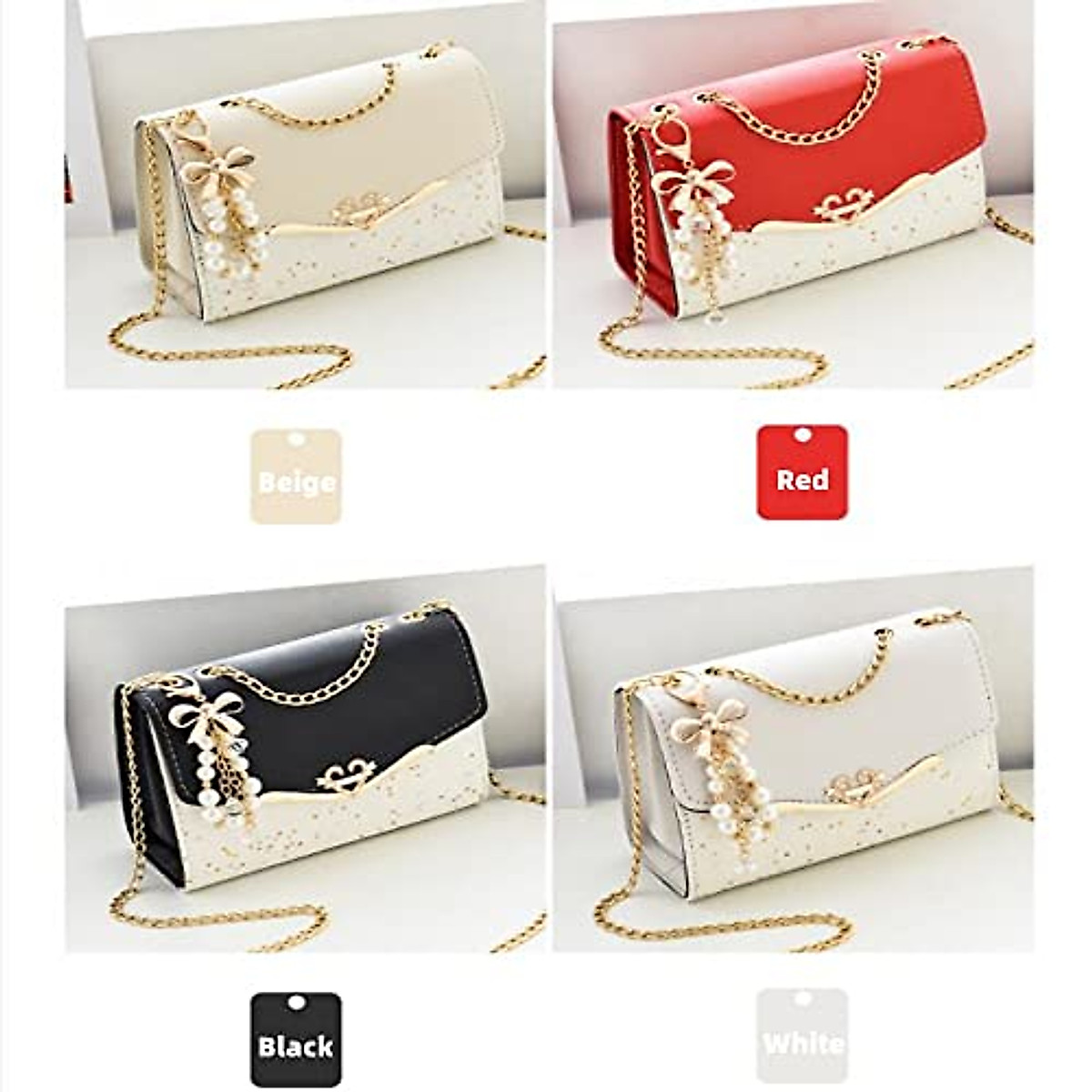 Crossbody Shoulder Square Bags for Women Glittering Stars Purse PU Leather Handbag Satchels Tote Bag with Metal Chain Strap