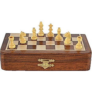 Chess Bazar - Magnetic Travel Pocket Chess Set - Staunton 7 X 7 Inch Folding Game Board Handmade in Fine Rosewood