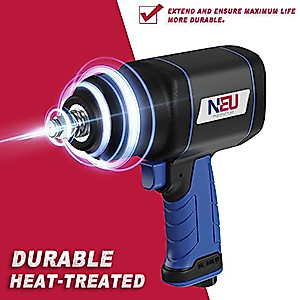 PNEUPACTURE NEU Air Impact Wrench,NEU 1/2 Inch Air Impact Wrench,7000RPM / 1000NM Drive Air Impact Wrench Steel Hammer Case
