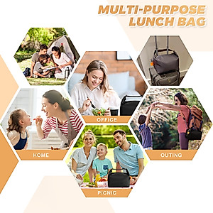 Lunch Bag for Women & Men Fresh Keep Lunch Box, Small Leakproof Cooler Bag Food Lunch Containers High Capacity Reusable Lunch Tote Bags for Work, Office, Picnic, Travel (Black)