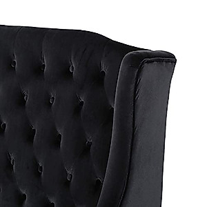 Christopher Knight Home Leora Modern Glam Tufted Velvet Wingback Loveseat, Black / Dark Brown