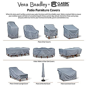 Vera Bradley by Classic Accessories Water-Resistant General Purpose/Conversation Set Cover, 100 x 70 x 25 Inch, Rain Forest Toile Gray, Patio Furniture Covers