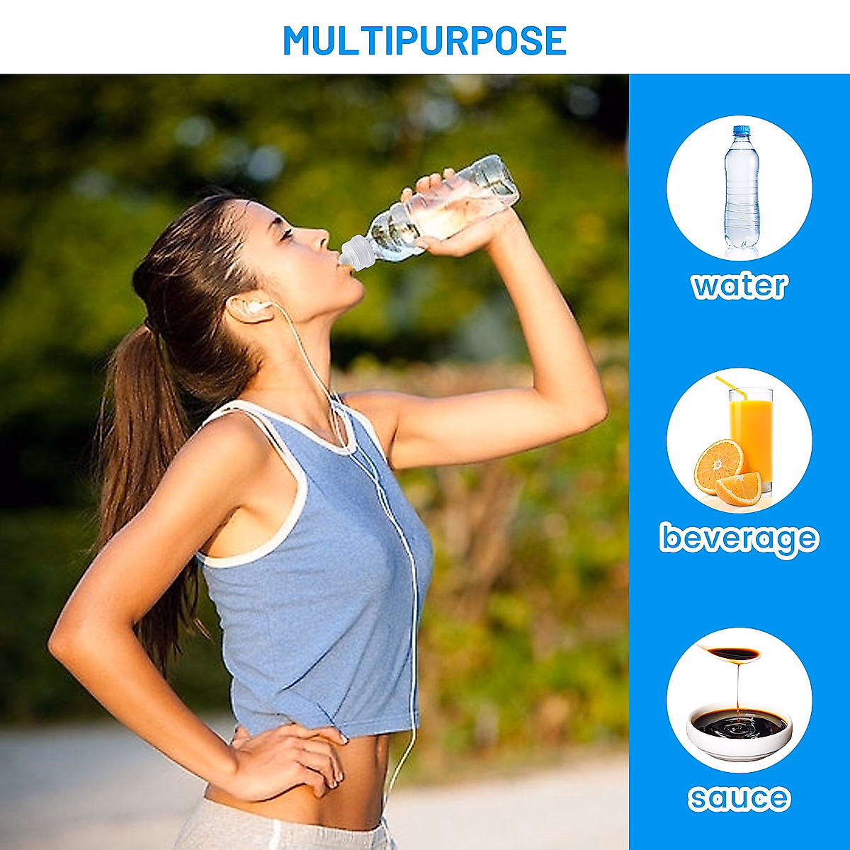 Amviner 28mm Push Pull Cap, Replacement Water Bottle Flip Tops with Seal Tab for Smart Bottles or Soda Water Bottles, 10PCS