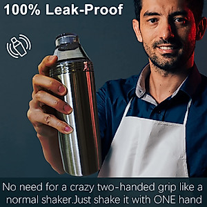 Cocktail Shaker with Measuring System - Signice 20 Oz Vacuum Insulated Martini Shaker Stainless Steel Margarita Drink Shaker Mixer for Bartender,100% Leak Proof