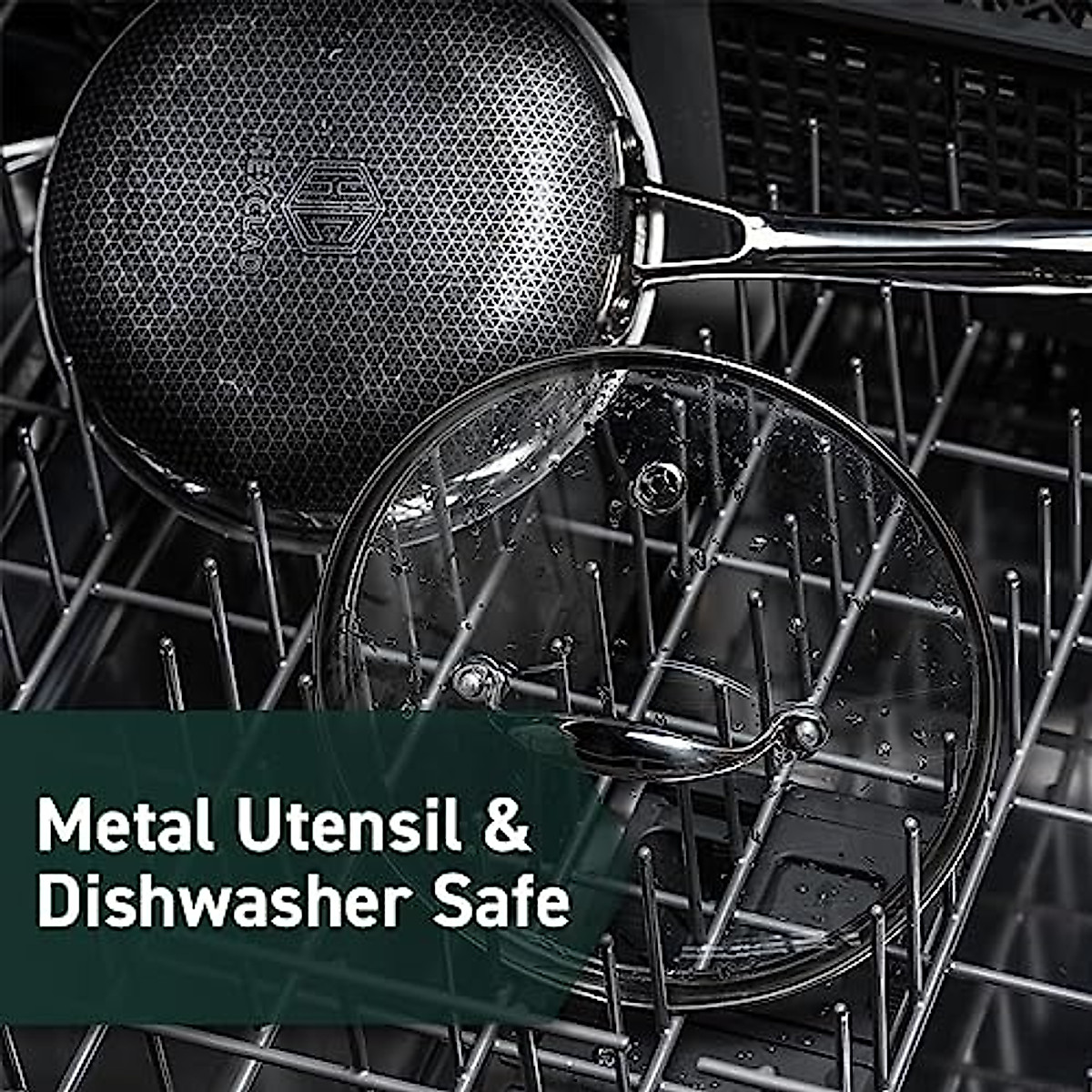 HexClad Hybrid Nonstick 12-Inch Fry Pan with Tempered Glass Lid, Stay-Cool Handle, Dishwasher and Oven Safe, Induction Ready, Compatible with All Cooktops