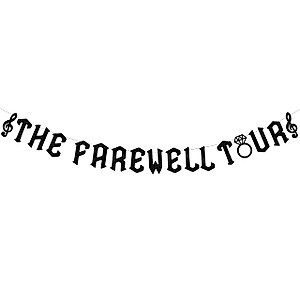 Music Bachelorette Party Decorations, The Farewell Tour Banner Gold Glitter for Rock and Roll Bridal Shower Engagement Wedding Supplies