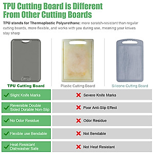 ASLSQYN TPU Flexible Cutting Board with Knife,BPA Free,Reversible Kitchen Cutting Board with Juice Groove,Scratch Resistant Cutting Boards for Kitchen, Dishwasher Safe,Easy-Grip Handle, Non-Slip