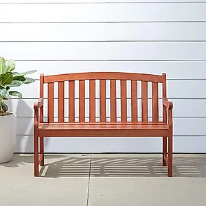 VIFAH V208E Harley Coastal Eucalyptus Wooden Bench for 2 Seater in Entry Way