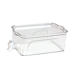 Kcgani Beverage Dispenser Cold Kettle with Spigot and Tray, 3L/0.8Gallon Stackable Iced Juice Milk Lemonade Mini Bucket, Small Refrigerator Plastic Container for Home Kitchen Party Bar, 1Pcs