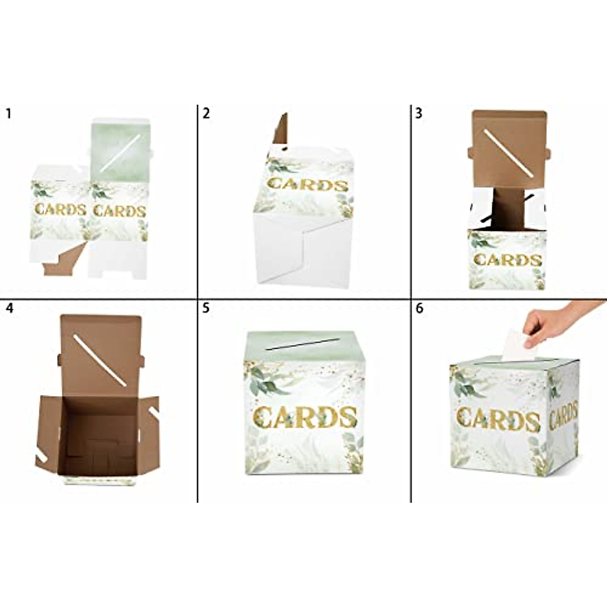 8”Card Box, Greenery Cards Receiving Box, For Birthday, Wedding, Bridal or Baby Shower, Engagement, Retirements, Graduation, Money Box Holder, Party Favor, Decorations, 1 pte (Cabox011）