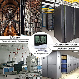 YCDC Digital LCD Temperature Humidity Hygrometer 1.5m Probe Cord, HTC-2 Big Display, More Accurate, Greenhouse Room Indoor Thermometer Monitor,Clock Beep, Fish Tank Temperature Controlling