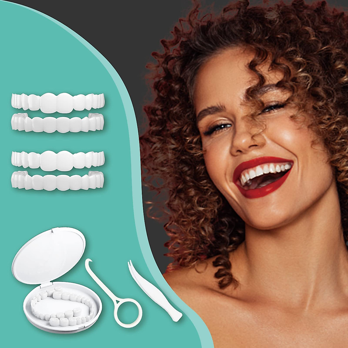 2 Pairs Snap on Dentures for Women with Missing Teeth, Veneers Snap in Teeth for Men, Comfort Confident Smile Cover The Imperfect Teeth