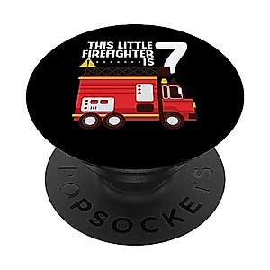 Fire Truck 7th Birthday Firefighter Fireman 7 Year Old PopSockets Swappable PopGrip