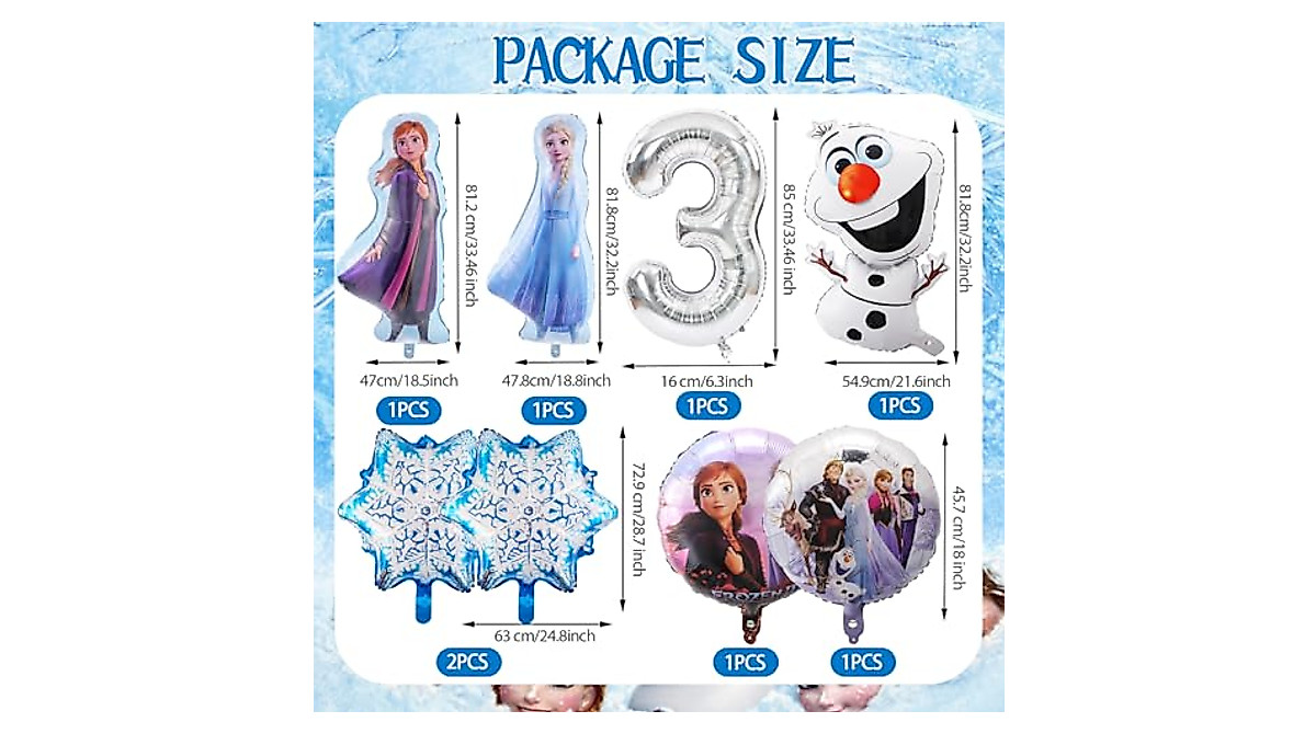 8 PCS Frozen Birthday Balloons - Perfect for Kids' Parties