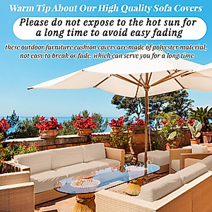 11 Pcs Outdoor Cushion Slipcovers Patio Cushion Covers Replacement Splash Proof with Zipper for Outdoor Indoor Furniture, Patio Sofa Couch 3 Sizes, Replacement Covers Only (Beige)