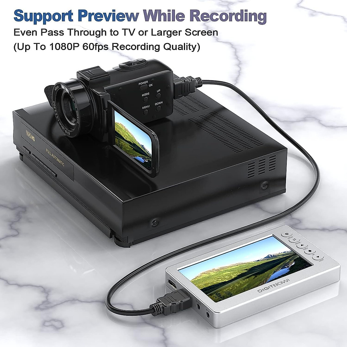 VIXLW Video to Digital Converter, VHS to Digital Converter, Video Capture Device, Analog VHS VCR Hi8 Mini DV Video Recorder,AV/RCA to HDMI Adapter/Converter,Support 720P/1080P,TV/Tape Player/Camcorder