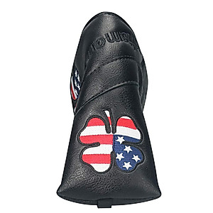 Craftsman Golf USA Clover US Flag Leather Black Golf Putter Blade Head Cover Headcover Magnetic Closure for Scotty Cameron Odyssey