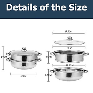 Steamer Pot Stainless Steel 2 Tier - 28cm Steamer Pot w/Glass Lid Food Veg Cooker Pot Cooking Pan Steaming Pot Dim Sum Cookware Steamer For Kitcken Cooking Tool