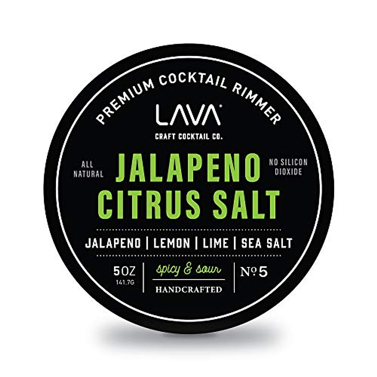LAVA Premium Jalapeno Citrus Margarita Salt Cocktail Rimmer, All Natural Spicy Margarita Rimmer Salt, Sea Salt Rocks, Real Lime, No Silicon Dioxide, with Easy Screw-On Lid - 6oz