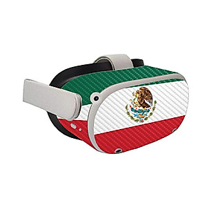 MightySkins Carbon Fiber Skin Compatible with Oculus Quest 2 - Mexican Flag | Protective, Durable Textured Carbon Fiber Finish | Easy to Apply, Remove, and Change Styles | Made in The USA