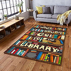 Area Rug Classroom Decor - 5x8 Rug - Teacher Gifts Carpet - Gifts for Book Lovers - Classroom, Living Room, Playroom, Kids, Library Rug - Room Home Decor