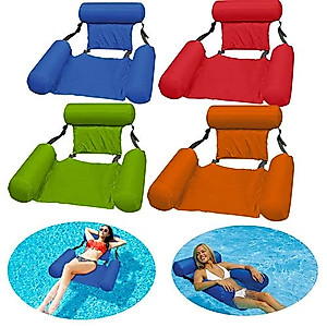 Swimming Floating Fordable Chair Pool Seats Inflatable Bed Adult Lounge Chair (Green)