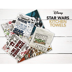 Disney Star Wars The Mandalorian 100% Cotton Kitchen Towels – Set of 2 Towels – Perfect for Drying Dishes and Hands – Machine Washable Kitchen Towel Set – 16" x 26" – Wherever He Goes, I Go