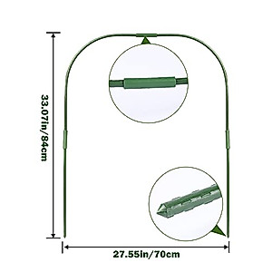Fuuner 8.2ft×12.5ft Greenhouse Plastic, with 3 Sets Greenhouse Hoops for Plant Cover Support, Arched Steel Frame Hoops with Thickened Plastic Coated for DIY Garden Grow Tunnel