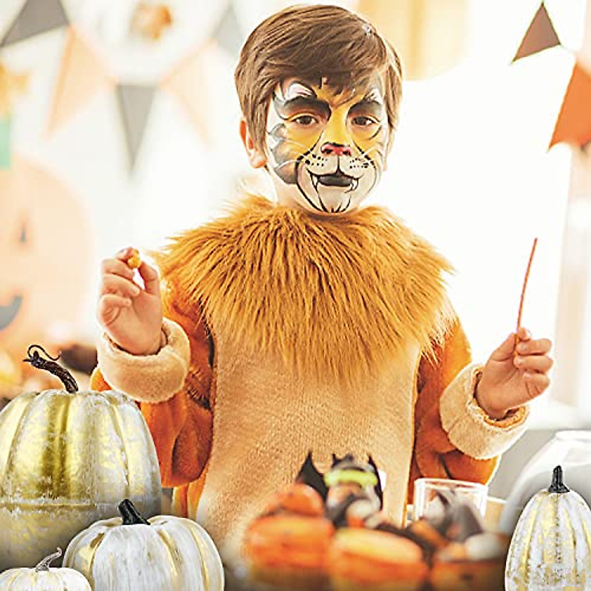 KIMOBER 8pcs Gold Artificial Pumpkins,Realistic Fake Foam Pumpkins for Halloween Autumn Harvest Thanksgiving Party