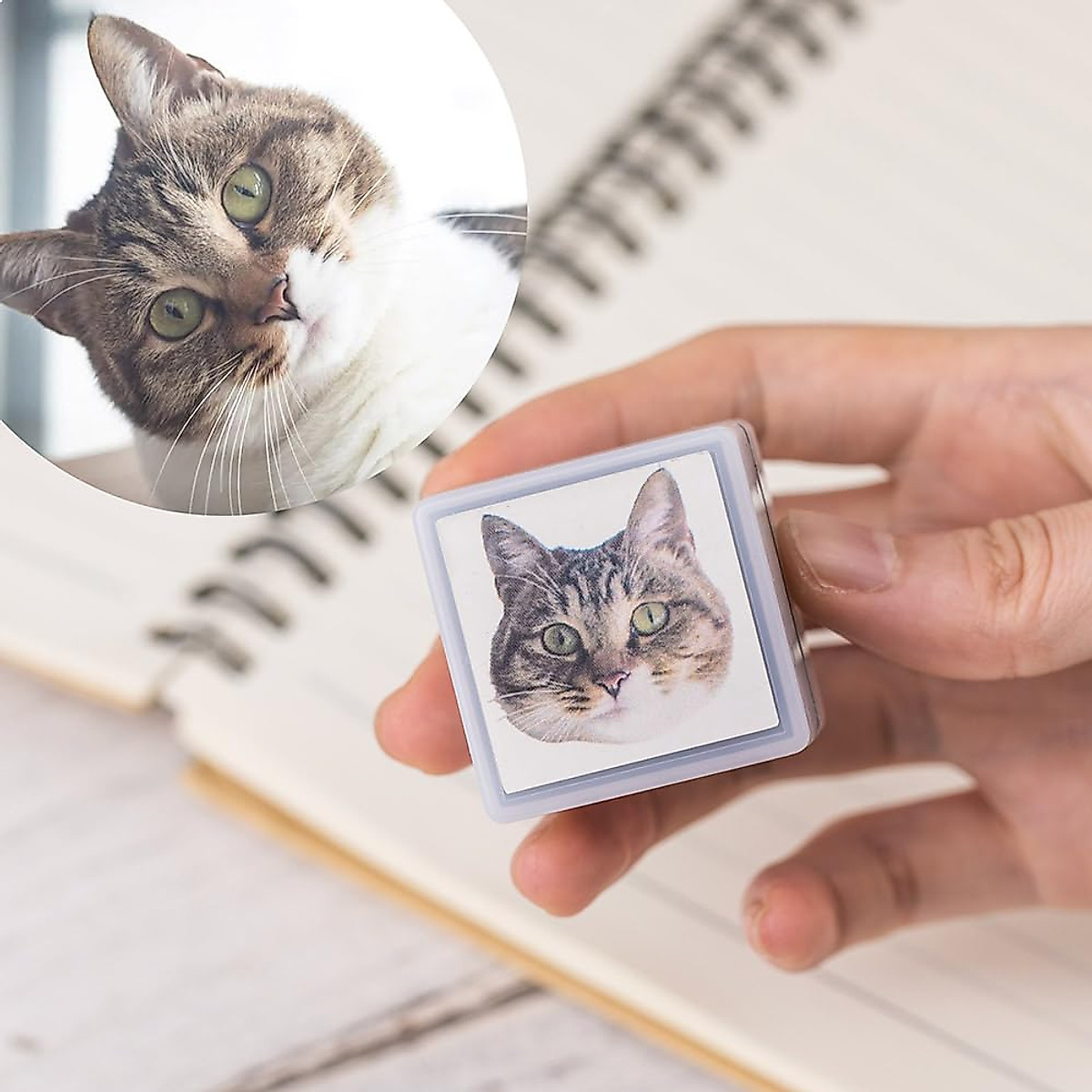 Personalized Pet Self-Inking Stamps,Custom Pet Photo Portrait Stamps for Cats Dogs,Rubber,Square,Funny Gift for Animal Lovers