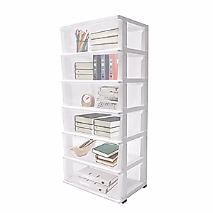 6 Rolling Storage carts, Rolling Storage Cart, Storage Tower Organizer Units for Closet, Living Room, Hallway, Dormitory, Home Office Bedroom White