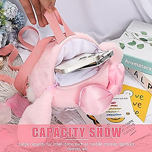 Adilymey Cute Plush Doll Backpack Kitty's Friend Plush Backpack Anime Pink Plush Bags with Adjustable Shoulder Strap with Zipper PP Cotton Material Doll Toy Gift