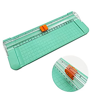 QYQRQF Paper Cutter, A4 Paper Trimmer with Security Safeguard & Side Ruler Portable Straight Edge Cutter for Scrapbooking Craft Paper, Photos, Label, Cardstock (Green)