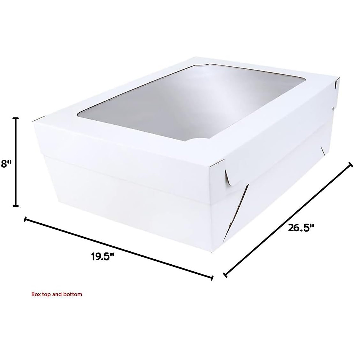 O'CREME White 2-Piece Window Cake Box 19-1/2 Inch x 26-1/2 Inch x 8-Inch High (Sized for Full-Sheet Pastry Trays) - Pack of 5